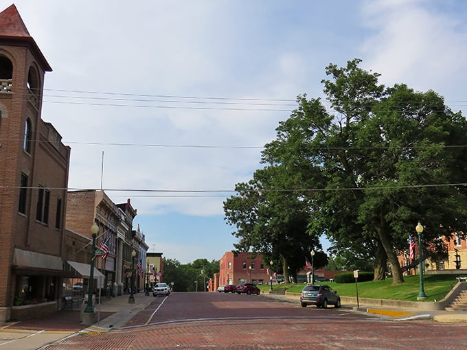 Brick streets that click beneath your tires—Mount Carroll's main thoroughfare feels like driving through a Norman Rockwell painting come to life.