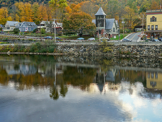 Mirror, mirror on the river—Shelburne Falls creates perfect reflections that make you wonder which side is more beautiful.