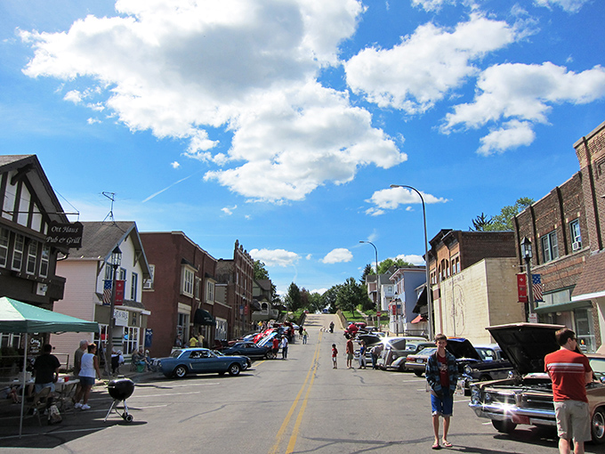 Downtown New Glarus welcomes visitors with its unmistakable Swiss charm – like stepping into a European postcard without the jet lag.
