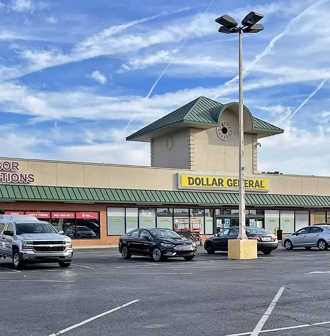 That iconic yellow sign promises budget-friendly treasures inside, like a beacon of affordability in these inflation-heavy times.