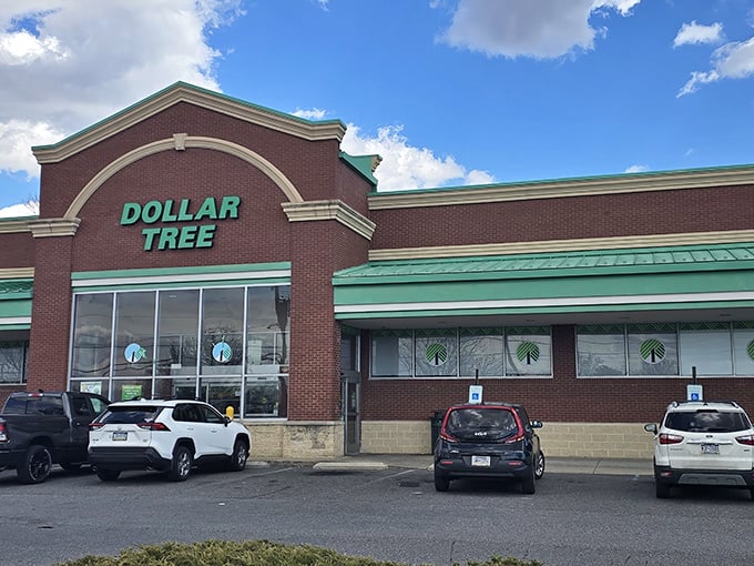 The iconic green signage against brick promises budget-friendly adventures within. Like a treasure map where X marks the spot—and everything costs a buck!