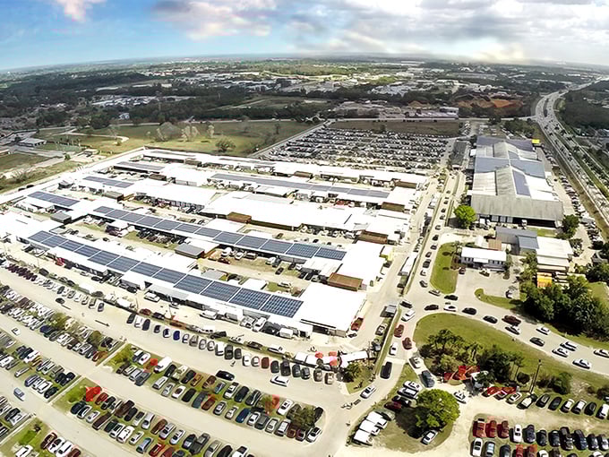From above, Fleamasters resembles a small city with its own street grid—a treasure hunter's paradise where parking lots fill early with eager explorers.