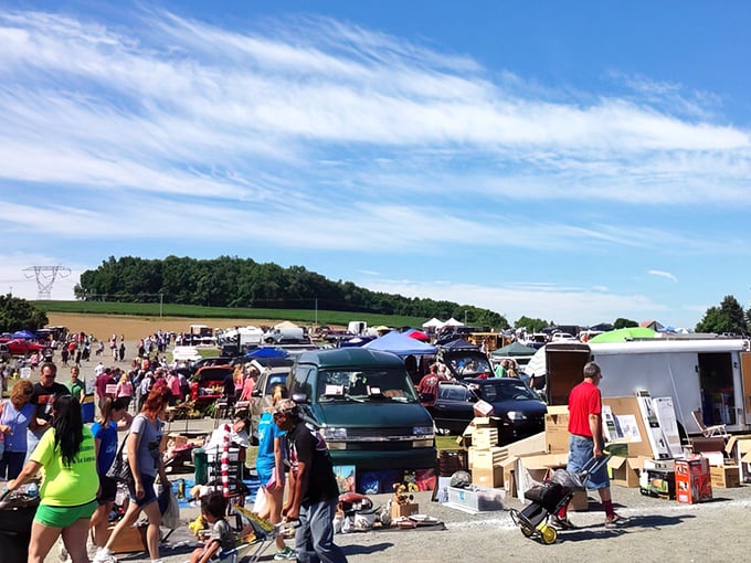 The treasure hunter's paradise spreads out under Pennsylvania blue skies. At Jake's Flea Market, the thrill of discovery awaits around every corner.