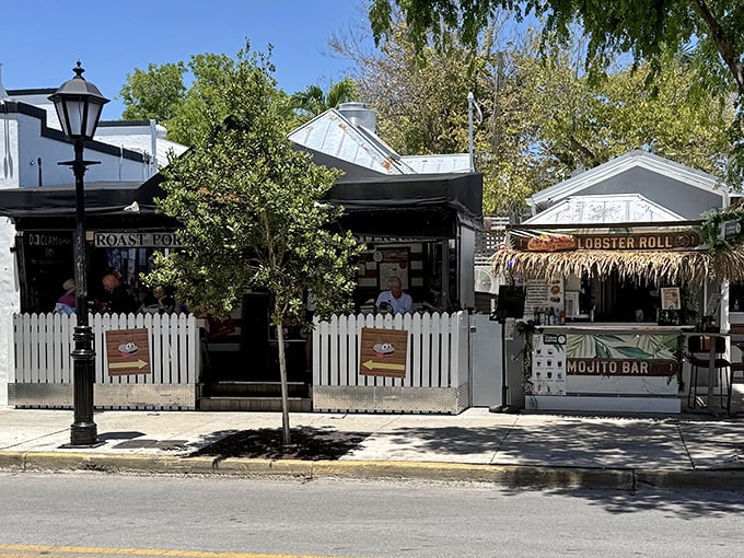The white picket fence isn't keeping a secret—this tiny seafood haven on Duval Street has been discovered, and for good reason.