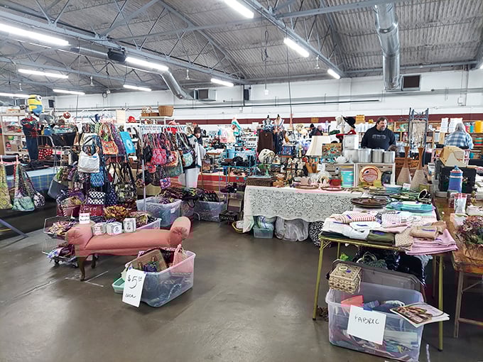 The treasure hunter's paradise unfolds under high ceilings, where yesterday's forgotten items become tomorrow's cherished finds.
