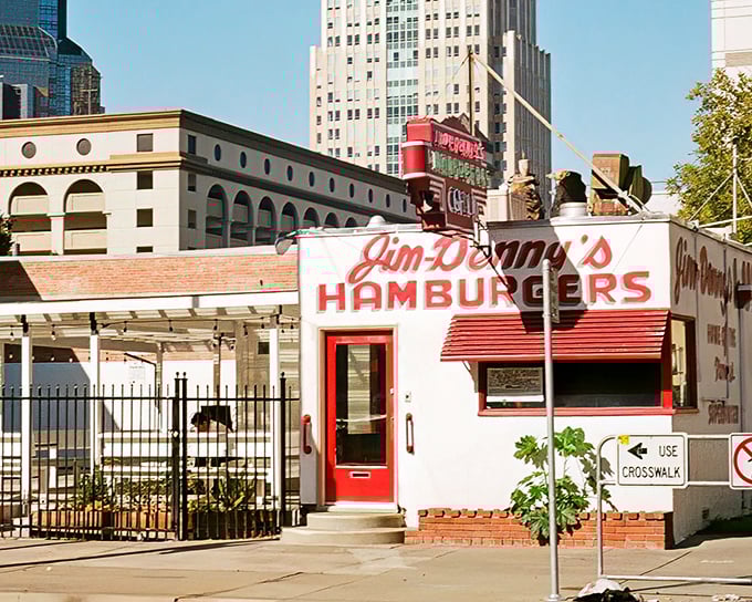 That iconic red signage says it all – Jim Denny's has been serving up hamburger happiness to Sacramento locals long before "foodie" was even a word.