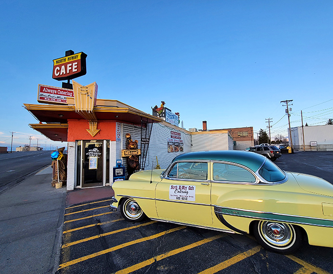 The iconic red awning and wooden sculptures welcome you like old friends. This isn't just a restaurant—it's an Idaho Falls landmark worth the journey.