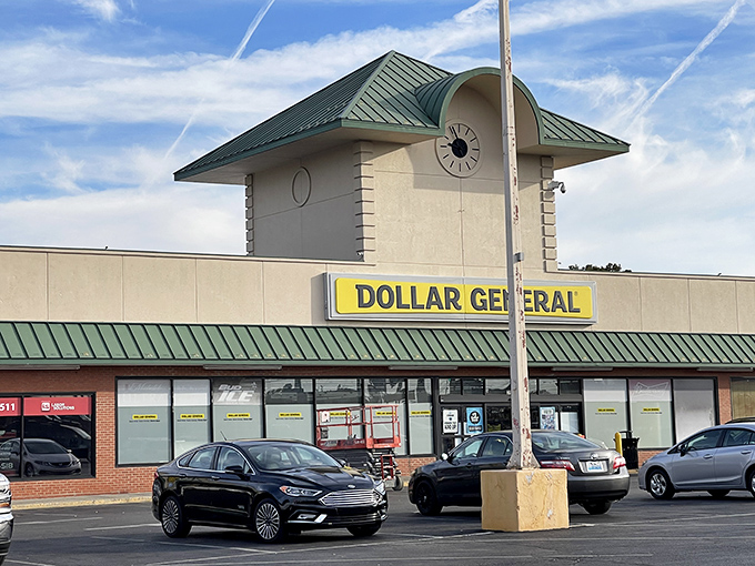 That iconic yellow sign promises budget-friendly treasures inside, like a beacon of affordability in these inflation-heavy times.