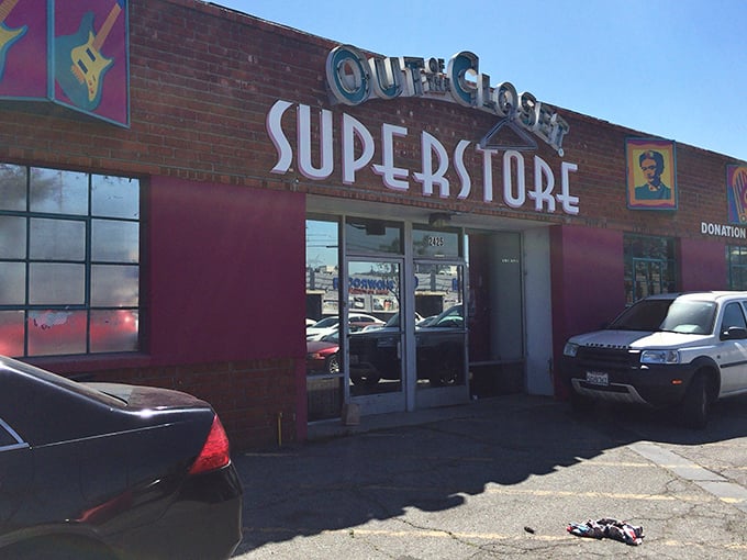 The unmistakable hot pink facade of Out of the Closet in Glassell Park announces itself like a beacon for bargain hunters and treasure seekers alike.
