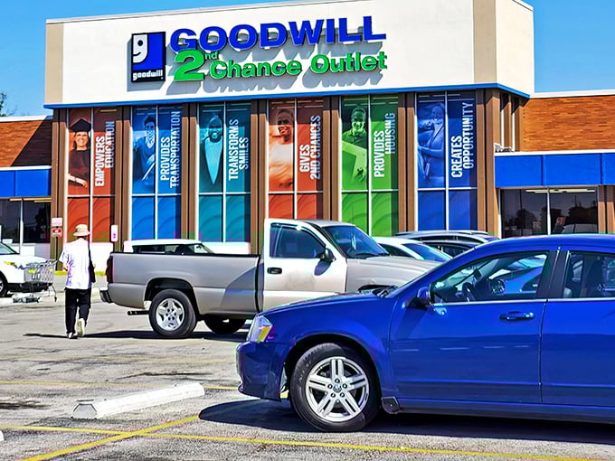The blue and green signage of Goodwill's 2nd Chance Outlet promises more than bargains—it offers retail redemption for items seeking new homes.