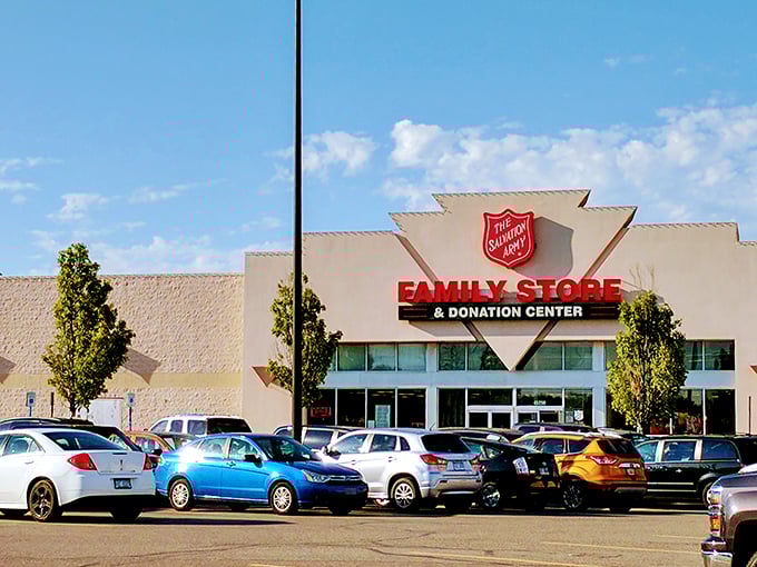 The iconic Salvation Army shield welcomes bargain hunters to this Utica treasure trove. Like a retail oasis in a sea of full-price despair.