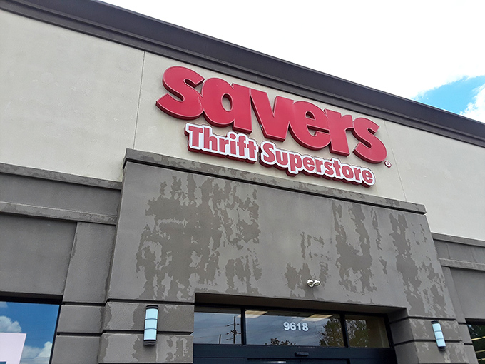 The bright red Savers sign beckons like a lighthouse to bargain hunters. Where else can your wallet feel like it's on vacation while you're shopping?
