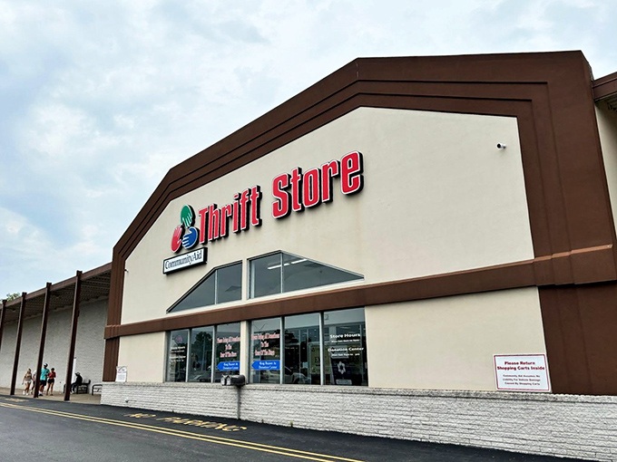 The unassuming exterior of CommunityAid in Selinsgrove hides a treasure trove within—like finding the entrance to Narnia in what looks like an ordinary department store.