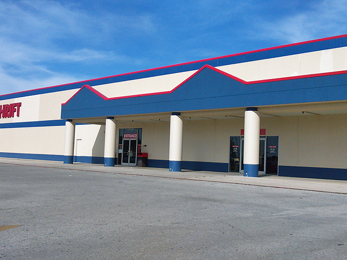 The unassuming exterior of Texas Thrift in Windcrest belies the treasure trove within—like finding a speakeasy, but the password is "bargain."