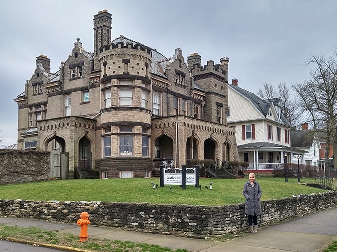 Stone turrets pierce the Ohio sky as ivy creeps up the walls—medieval fantasy meets Midwestern charm in this architectural time machine.