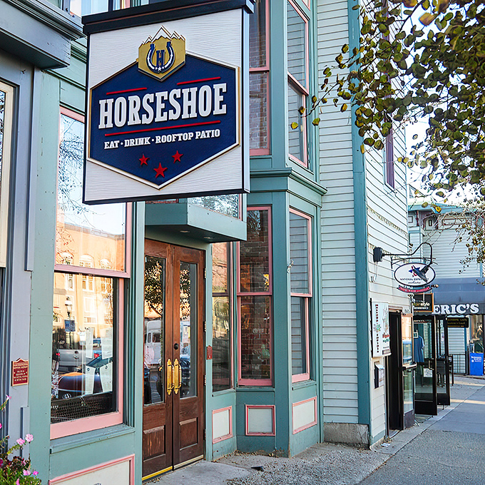 The iconic blue Horseshoe sign welcomes hungry adventurers to this Breckenridge gem. Lucky you—you've found mountain town gold.
