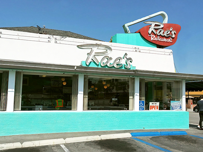 That iconic mint-green exterior and vintage signage isn't just eye-catching—it's a time portal to when diners were the cornerstone of American breakfast culture.