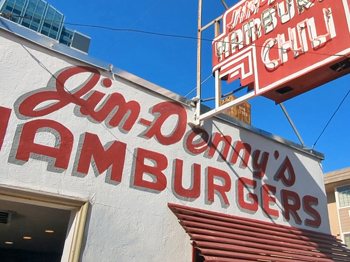 That iconic red signage says it all – Jim Denny's has been serving up hamburger happiness to Sacramento locals long before "foodie" was even a word.