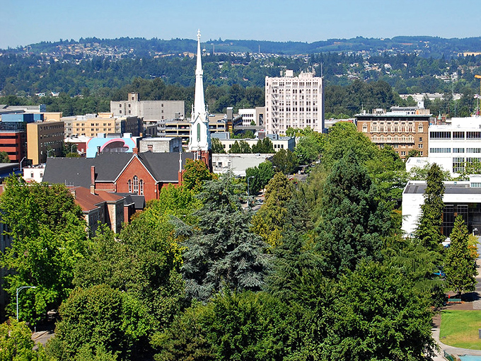 Salem's skyline offers that perfect blend of urban charm and natural beauty, with church spires reaching skyward like architectural exclamation points.