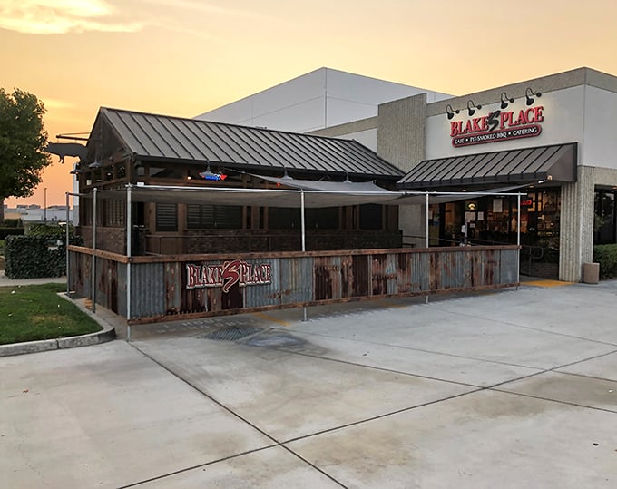 Blake's Place stands proud with rustic charm that whispers "serious barbecue happens here, folks."