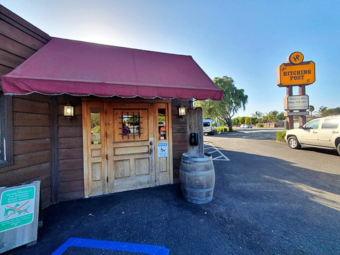 That rustic charm hits you before you even walk through the door at this Hayward steakhouse gem. 