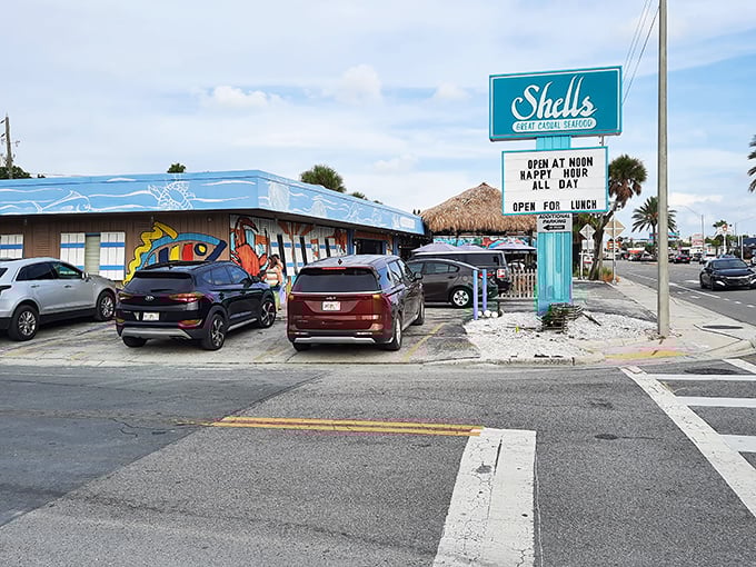 The unassuming blue exterior of Shells Seafood hides culinary treasures within. Like finding a pearl in an oyster, the modest façade belies the seafood magic happening inside.