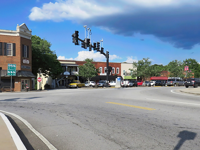 Downtown Clarkesville looks like a movie set where small-town America still thrives, complete with brick buildings and that perfect blue sky backdrop.
