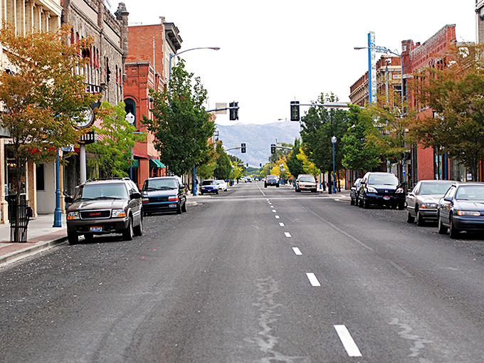 Historic downtown Pocatello showcases its architectural charm with stone facades and red awnings. Small-town America at its most photogenic.