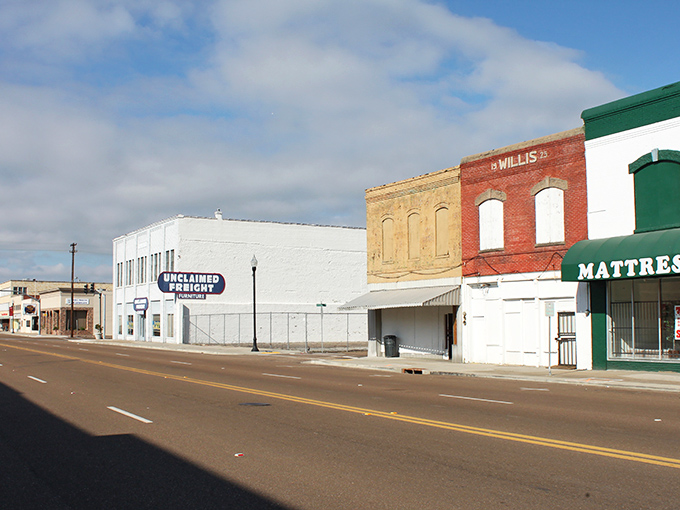 Colorful historic storefronts line Greenville's downtown, where time seems to move at the perfect pace for discovering hidden treasures and local charm.