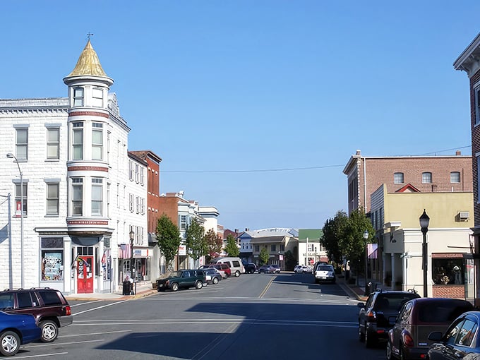 Historic storefronts along Washington Street showcase Havre de Grace's architectural charm.