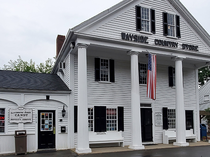 The stately white columns and American flag welcome you like an old friend. This isn't just a store—it's a time capsule with candy inside.