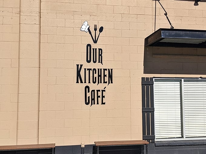 The unassuming exterior of Our Kitchen Café proves once again that culinary treasures often hide in plain sight. No pretension, just breakfast perfection waiting inside.