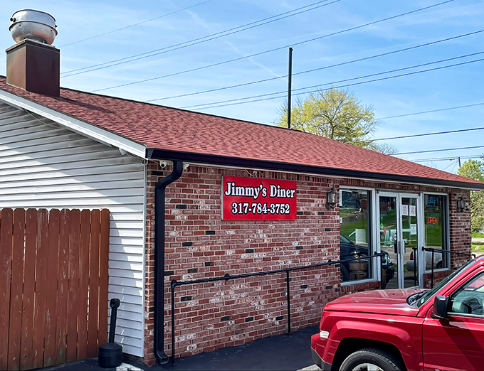 The unassuming brick exterior of Jimmy's Diner stands like a time capsule on Shelby Street, promising honest food without the fanfare.