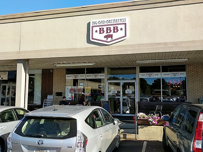 The unassuming exterior of Big Bad Breakfast belies the culinary magic happening inside. Like finding a Michelin star in a strip mall.