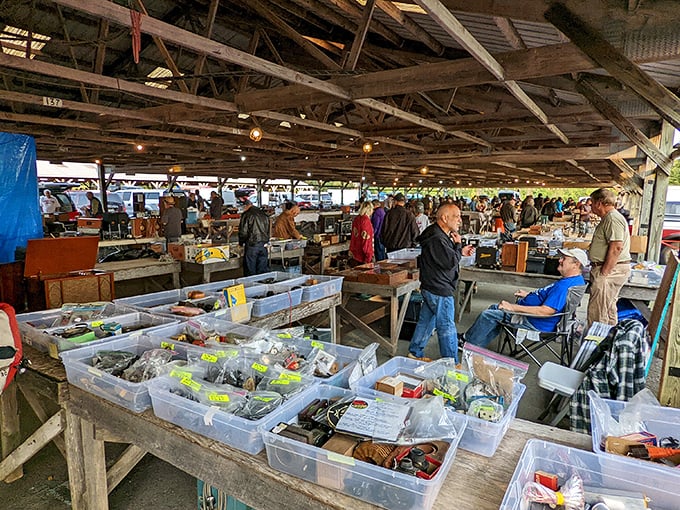 The treasure hunt begins under these rustic wooden beams, where one person's castoffs become another's prized possessions.