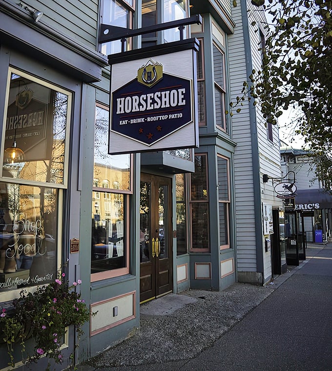 The iconic blue Horseshoe sign welcomes hungry adventurers to this Breckenridge gem. Lucky you—you've found mountain town gold.