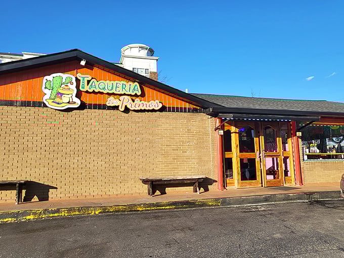 The unassuming exterior of Taqueria Los Primos hides culinary treasures within, like a delicious secret waiting to be discovered in Laurel.