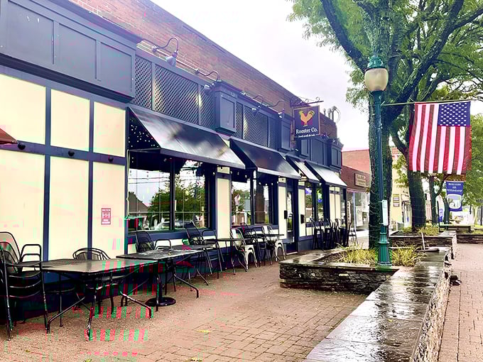 The iconic rooster sign welcomes hungry visitors to this Newington gem, where comfort food gets the gourmet treatment it deserves.