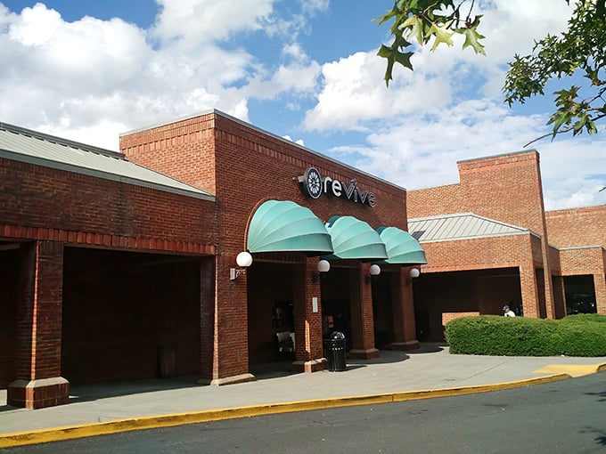 Revive's distinctive brick façade with teal awnings stands like a beacon for bargain hunters. It's not just a store—it's a treasure hunt with a roof.Revive's distinctive brick façade with teal awnings stands like a beacon for bargain hunters. It's not just a store—it's a treasure hunt with a roof.Revive's distinctive brick façade with teal awnings stands like a beacon for bargain hunters. It's not just a store—it's a treasure hunt with a roof.Revive's distinctive brick façade with teal awnings stands like a beacon for bargain hunters. It's not just a store—it's a treasure hunt with a roof.