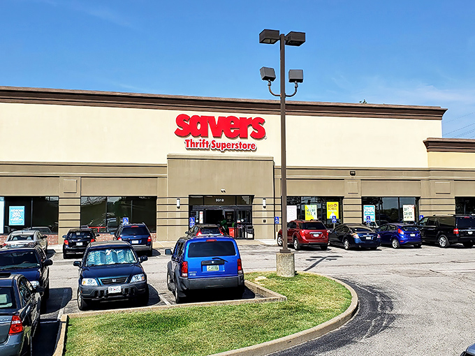 The bright red Savers sign beckons like a lighthouse to bargain hunters. Where else can your wallet feel like it's on vacation while you're shopping?