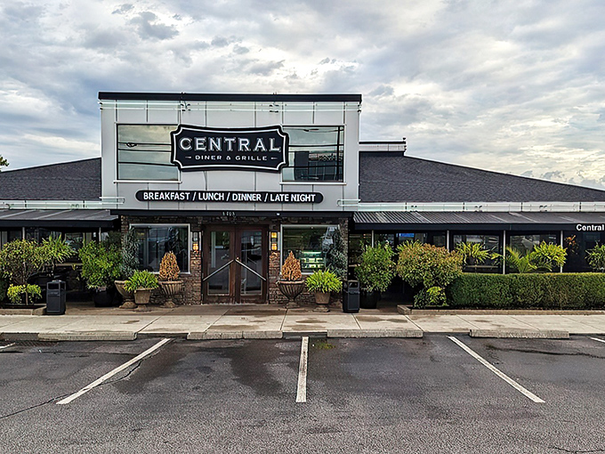The gleaming facade of Central Diner & Grille stands ready to welcome hungry Pittsburgh pilgrims at any hour. This isn't your grandmother's diner—though she'd absolutely love it.