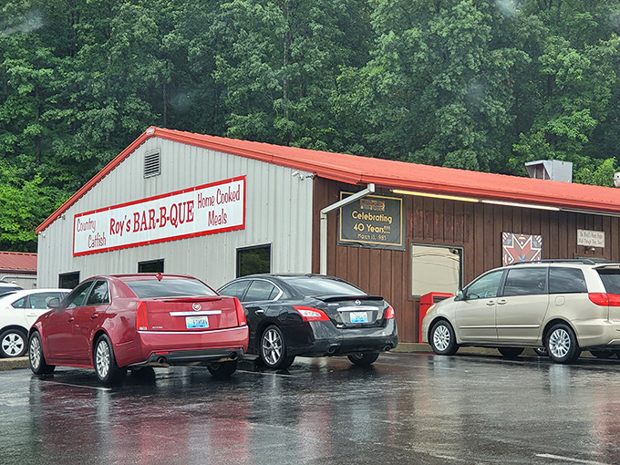 The unassuming exterior of Roy's BAR-B-QUE in Russellville might not stop traffic, but locals know this metal building houses smoky treasures worth any detour.