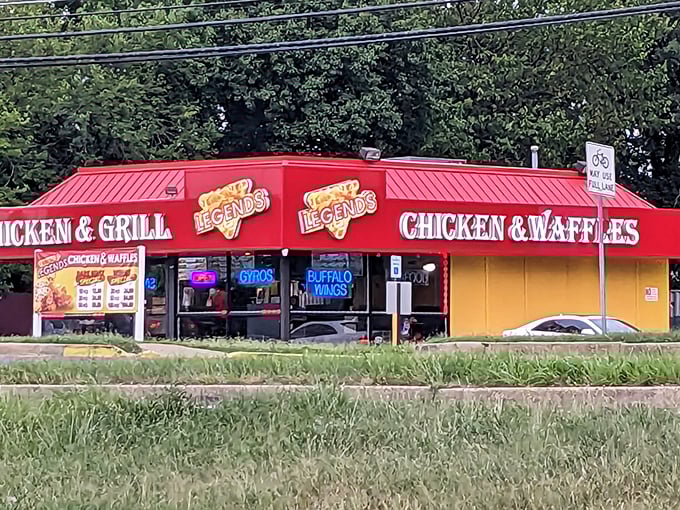 That iconic red awning isn't just a landmark—it's a beacon of fried chicken salvation for hungry Marylanders seeking crispy, golden comfort.