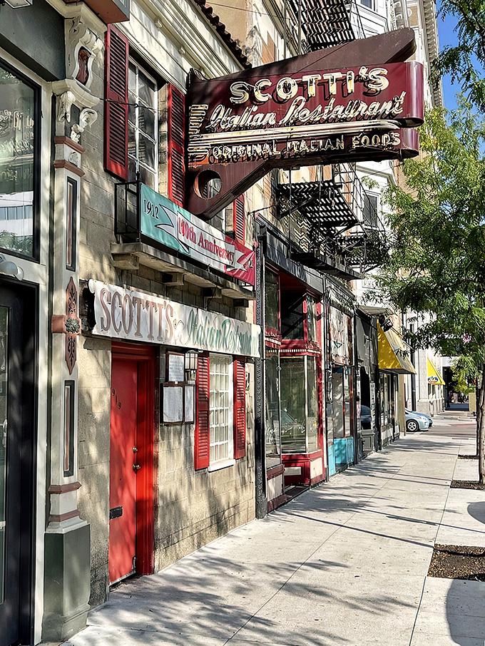 The iconic neon sign glows like a beacon for pasta pilgrims. Scotti's storefront has been stopping Cincinnati pedestrians in their tracks for generations.