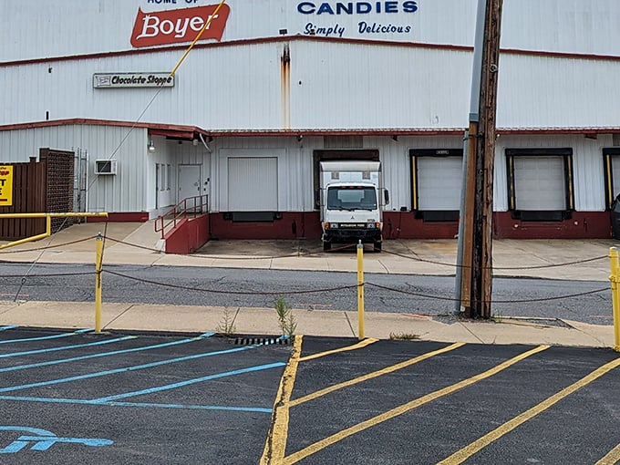 The unassuming exterior of Boyer Candy Company—proof that the most magical places don't always wear fancy outfits. Sweet treasures await inside!