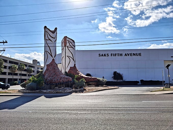 These aren't your average cowboy boots! Standing 35 feet tall outside North Star Mall, they're the ultimate Texas greeting card—no postage required.