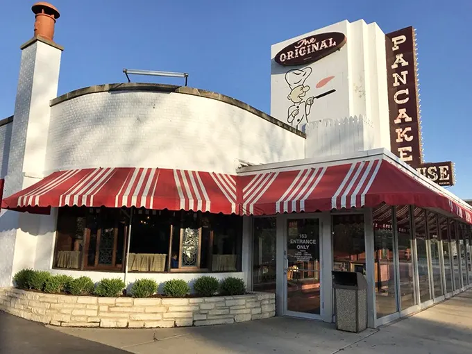 That iconic red and white awning isn't just decoration—it's a beacon calling breakfast lovers home to pancake paradise in Wilmette.