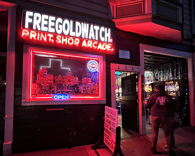 A pinball paradise stretches before you like a neon-lit yellow brick road. Where else can you find this many flippers under one roof?