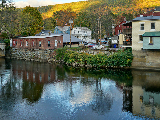Mirror, mirror on the river—Shelburne Falls creates perfect reflections that make you wonder which side is more beautiful.