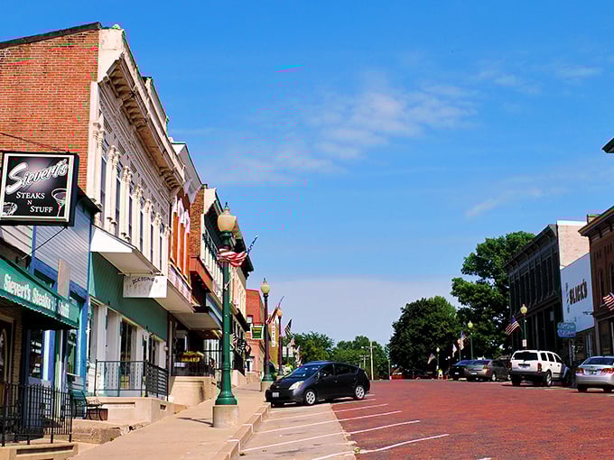 Brick streets that click beneath your tires—Mount Carroll's main thoroughfare feels like driving through a Norman Rockwell painting come to life.